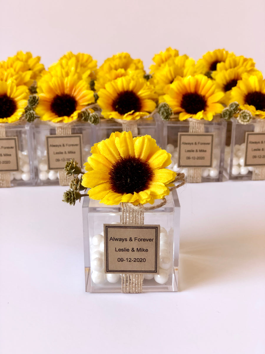 5 pcs Sunflower Favor Boxes – Custom Party Favors for Wedding Guests ...